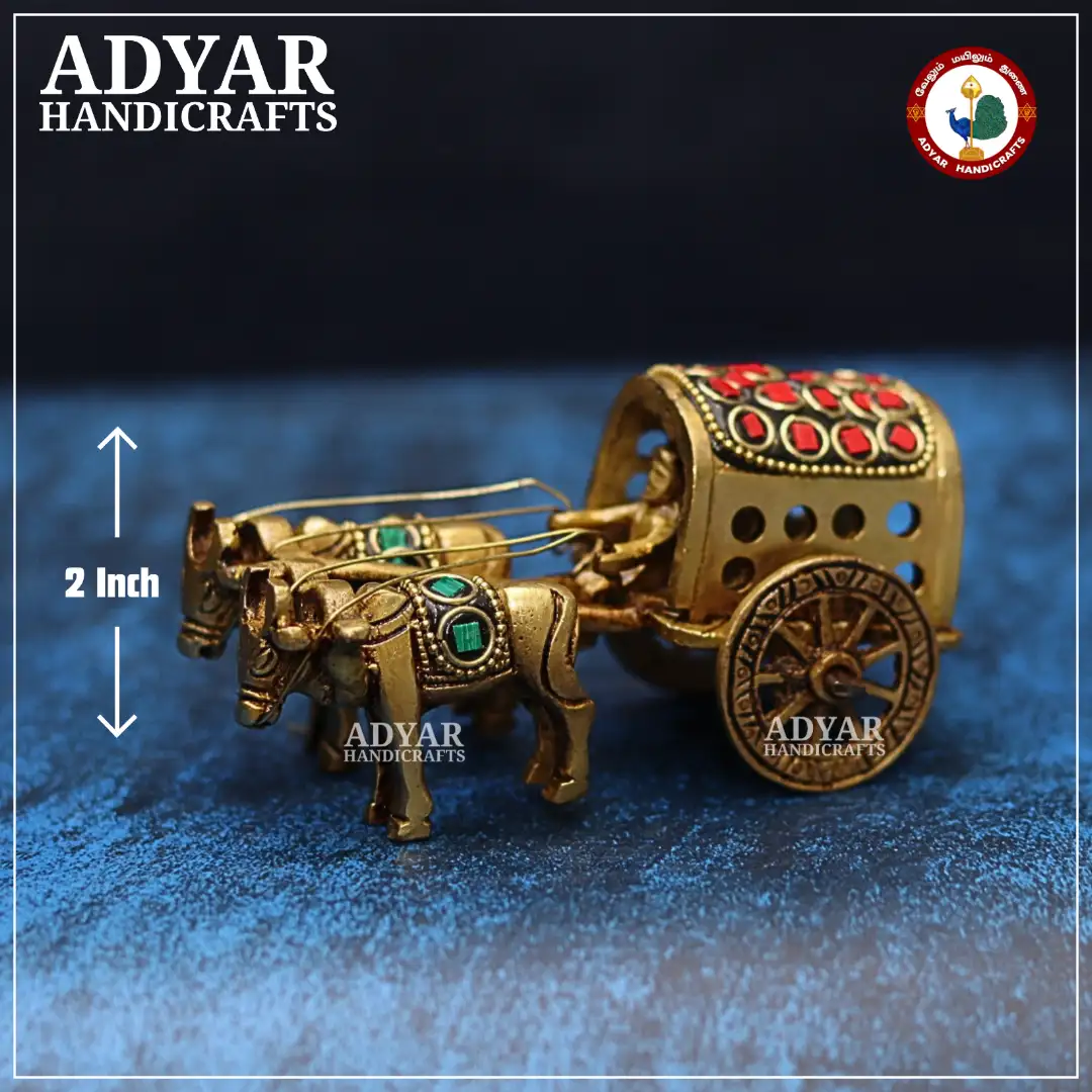 Brass Mattu Vandi Lite Weight | Traditional Bullock Cart Pooja Decor